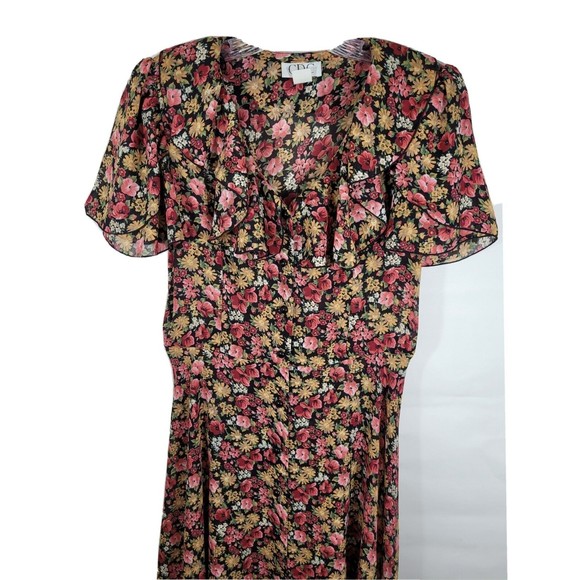 CDC | Dresses | Vtg 9s Cdc Size X Small Ruffle Maxi Dress Cottagecore ...